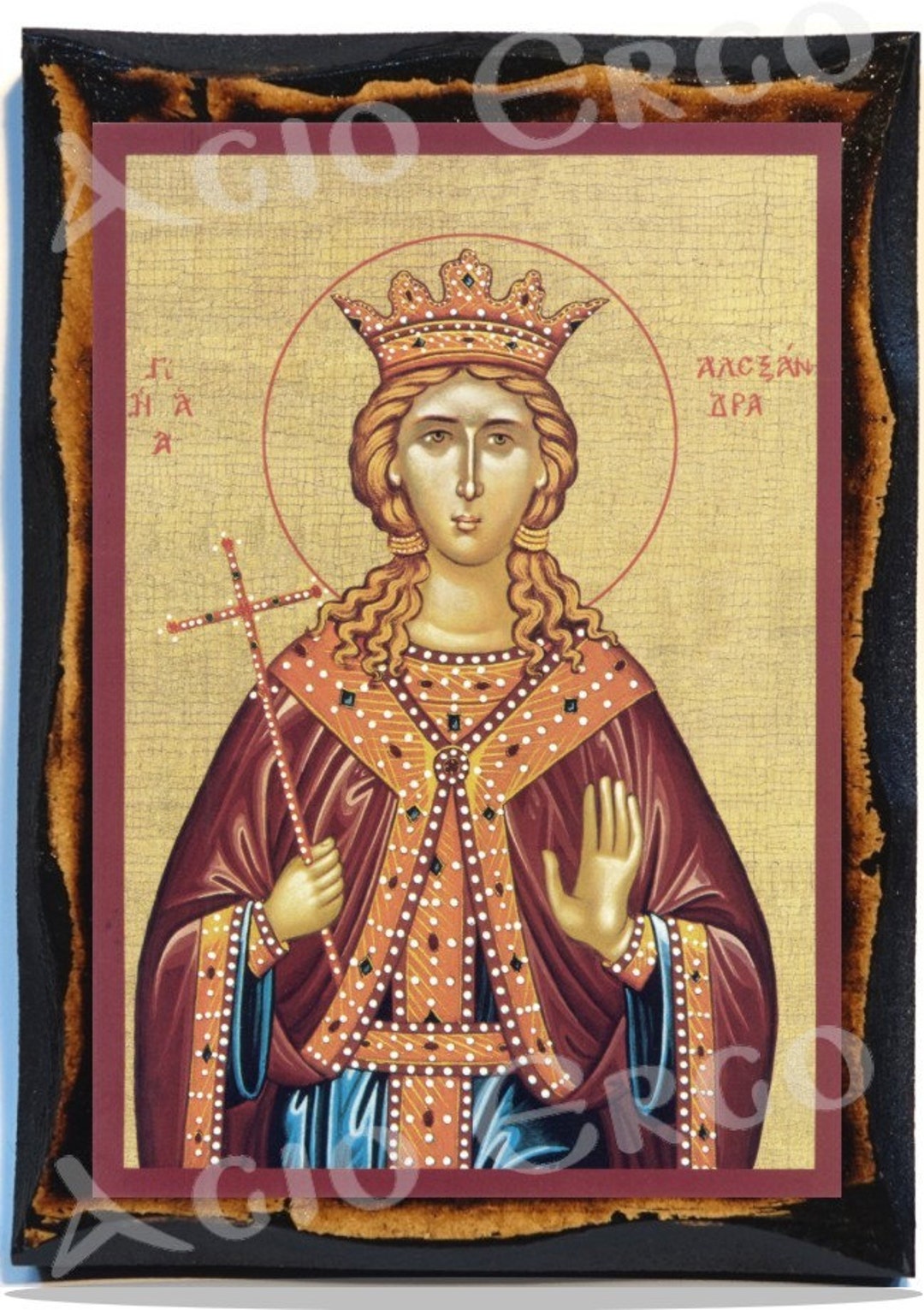 Saint Alexandra Greek Orthodox Byzantine Christian Icon on Wood - Etsy