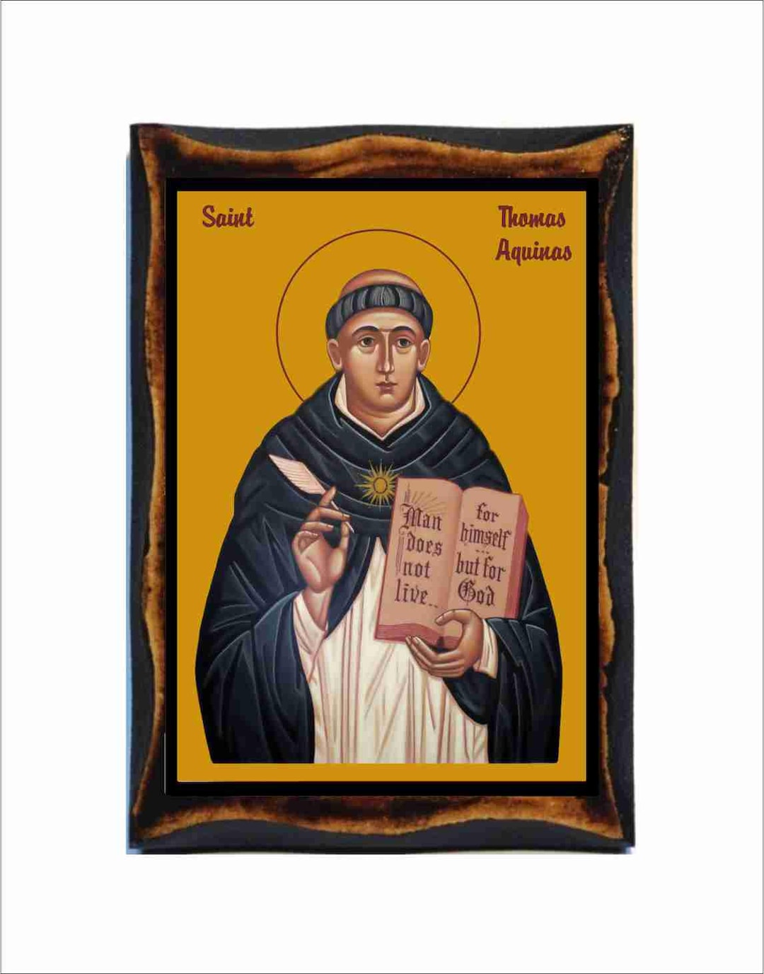 Saint Thomas Aquinas Byzantine Icon - Catholic Holy Card on Handmade ...