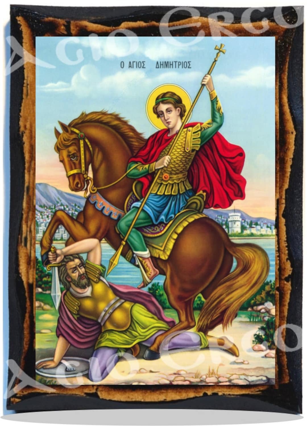 Saint Demetrius of Thessaloniki Greek Orthodox Byzantine Christian Icon ...
