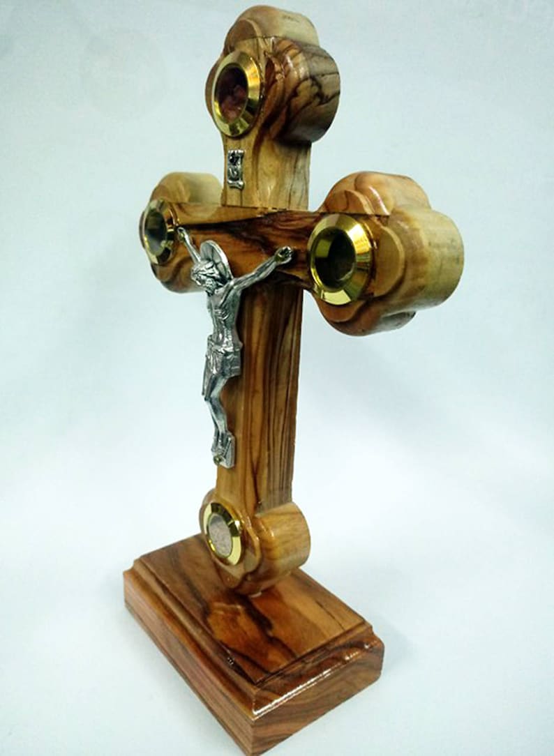 Jerusalem Crucifix Self-adhesive Base olive Wood Crucifix - Etsy
