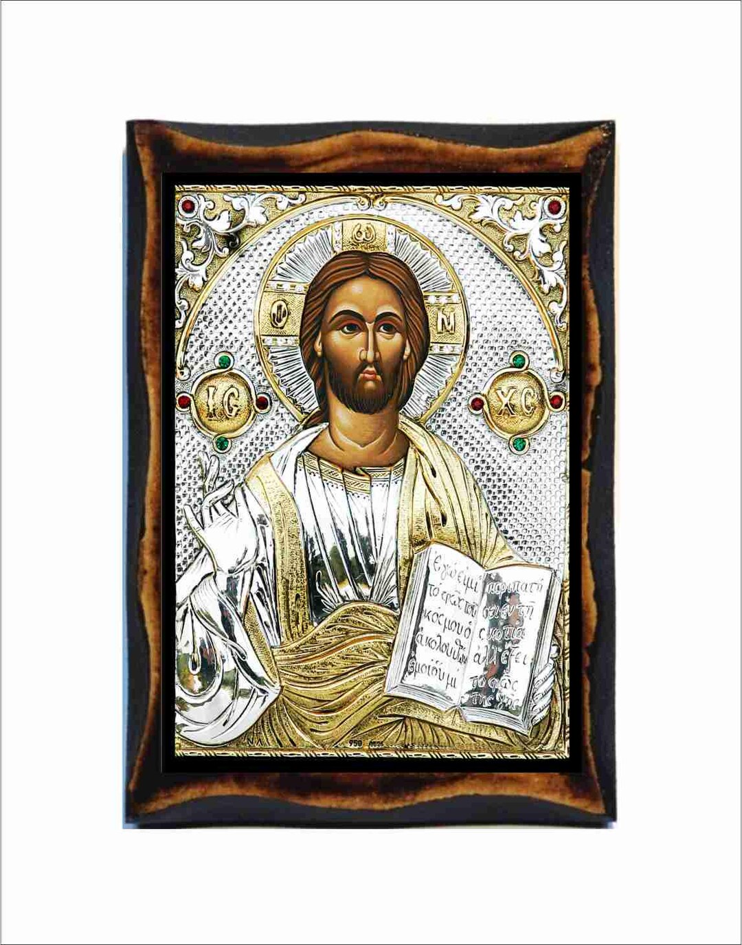 Jesus Christ Blessing Icon - Byzantine Art - Orthodox Holy Card on ...