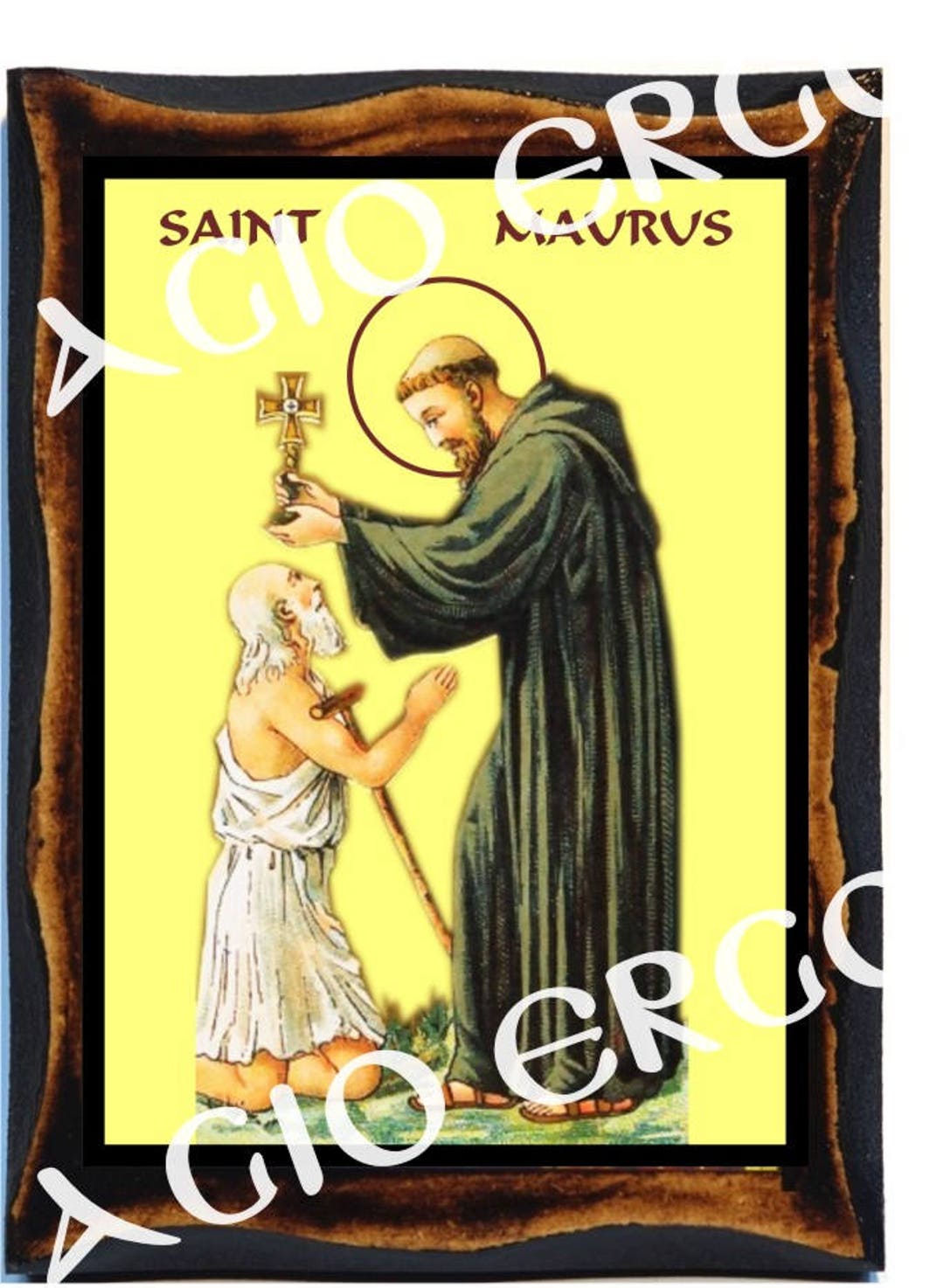 Saint Maurus Roman Catholic Christian Wood Icon Plaque - Etsy