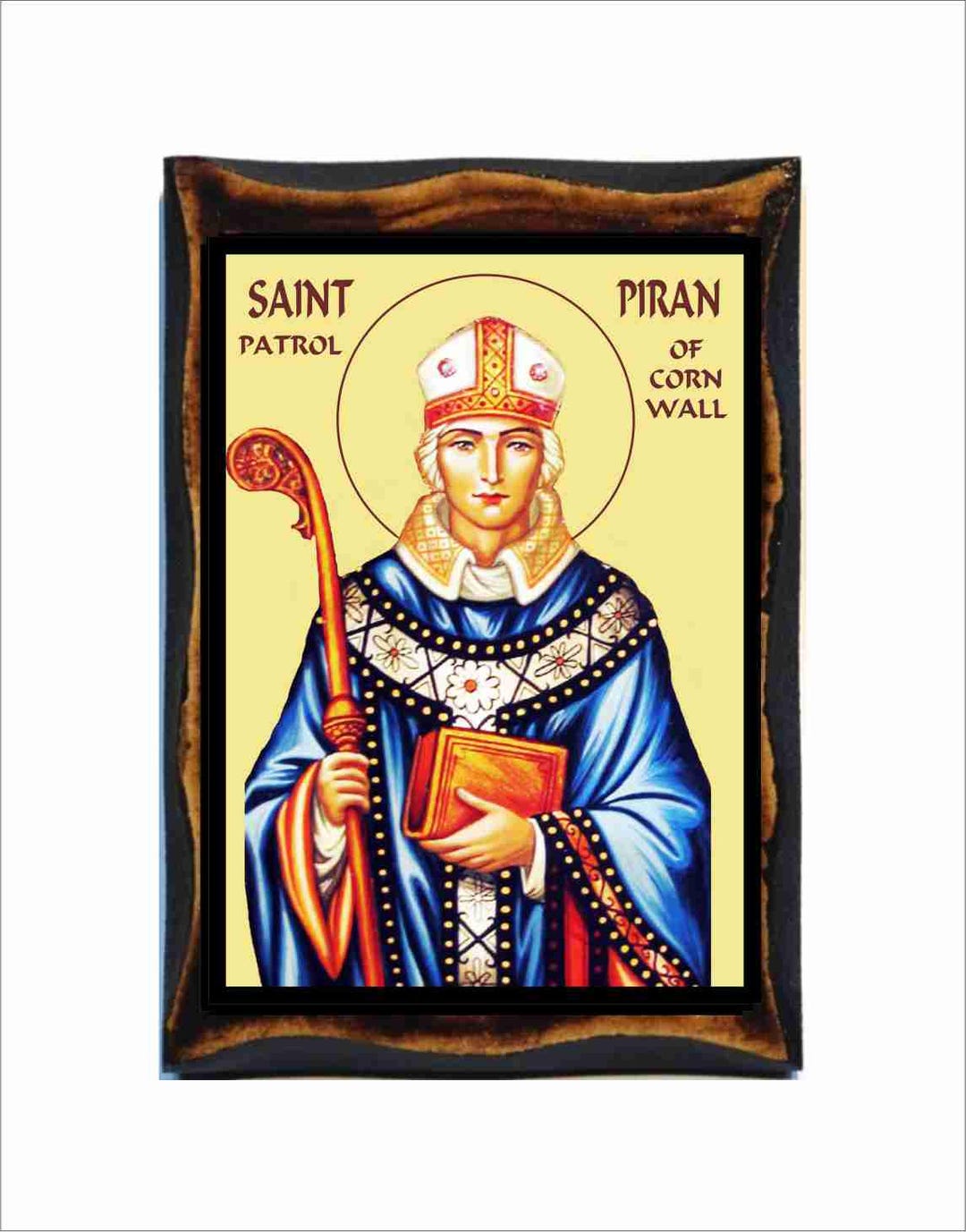 Saint Piran or Pyran Christian Roman Catholic Icon on Wood - Etsy