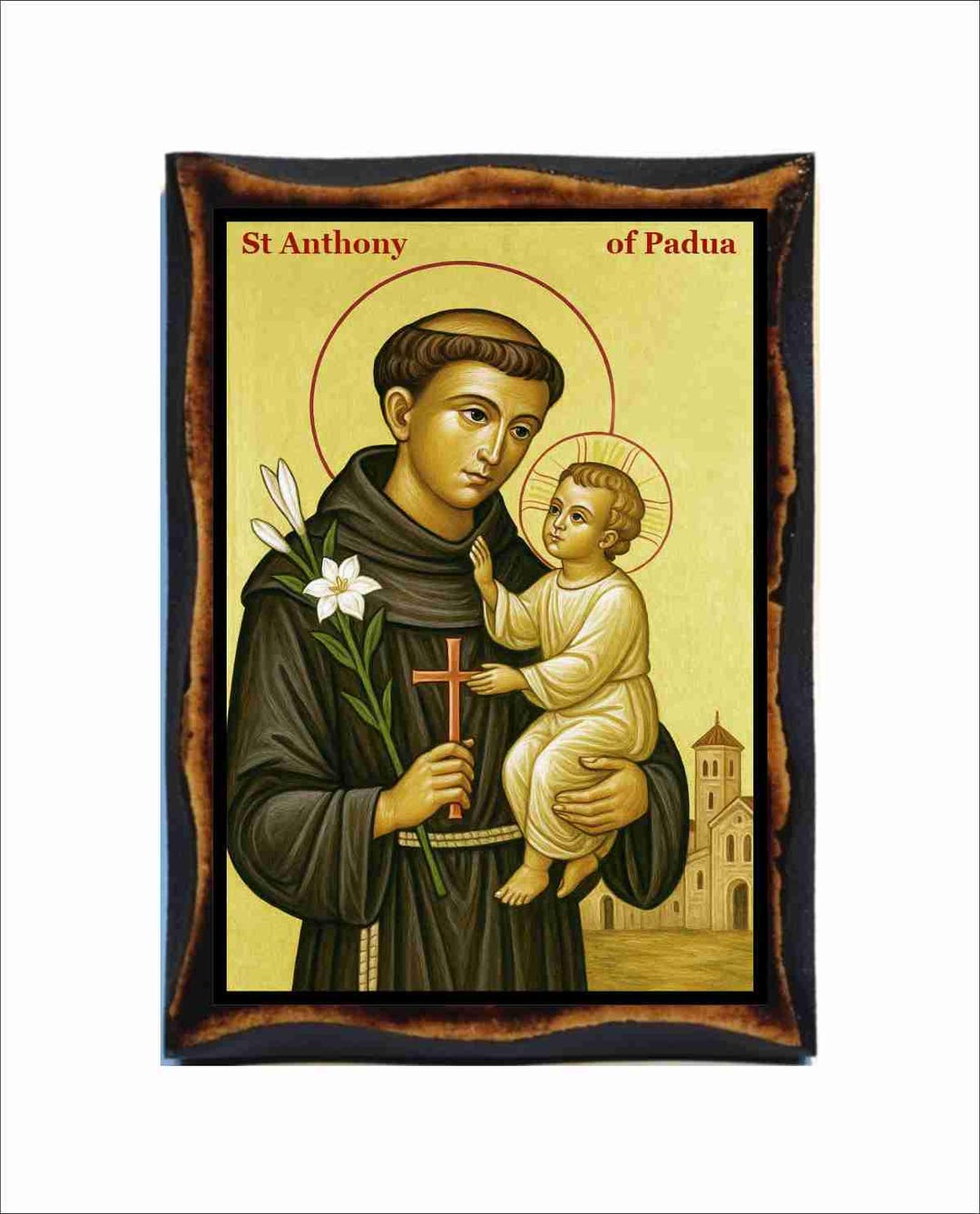 Saint Anthony of Padua Icon - Byzantine Art - Catholic Holy Card on ...