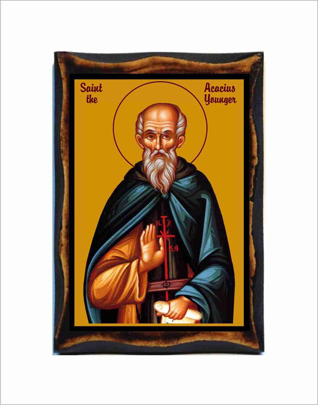 Saint Acacius - Byzantine Art - Orthodox Catholic Holy Card on Handmade ...