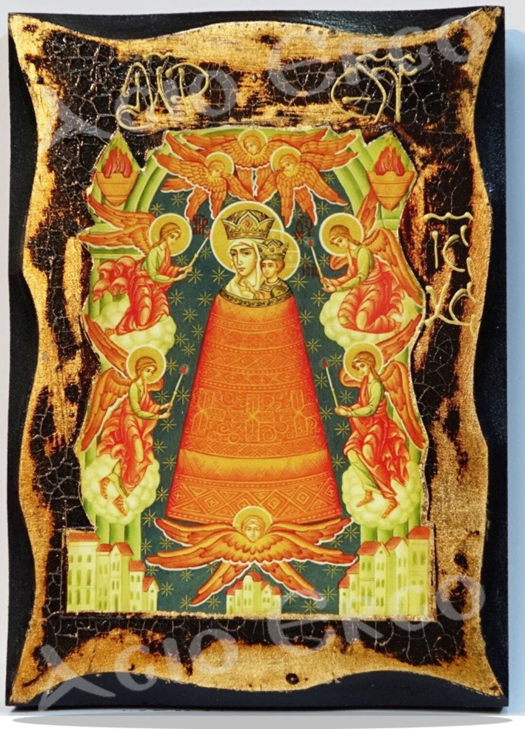 Virgin Mary Increaser of Wisdom Icon - Wood Icon Plaque With 24K Golden ...