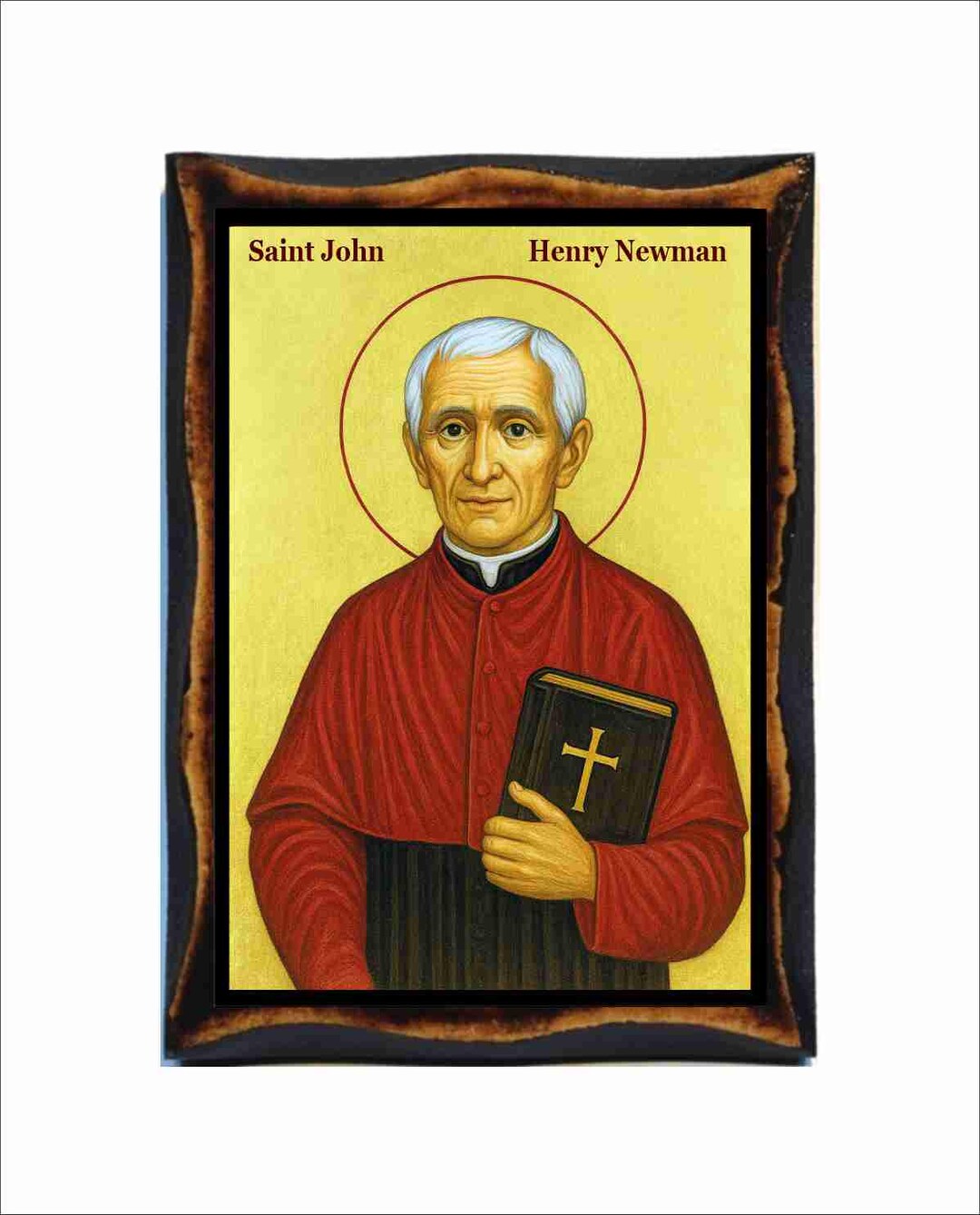 Saint John Henry Newman Icon - Catholic Holy Card on Handmade Wood ...