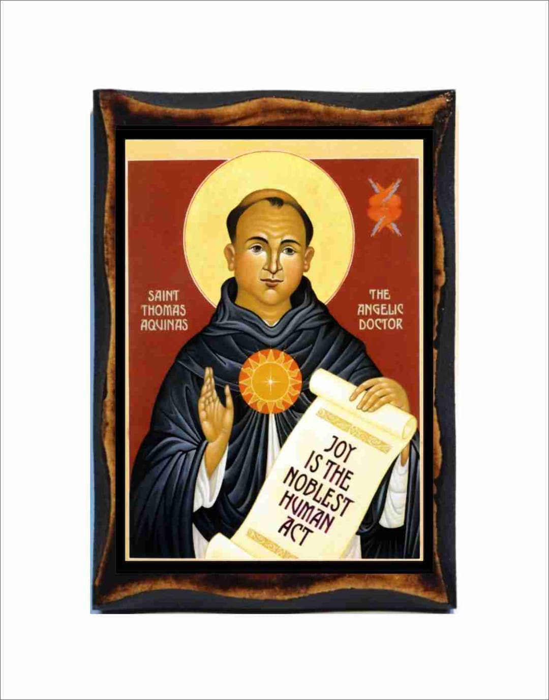 Thomas Aquinas Icon - Byzantine Art - Catholic Holy Card on Handmade ...