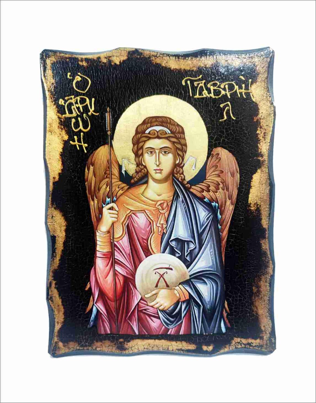 Handmade Archangel Gabriel Wood Icon With 24K Golden Leaf - Etsy