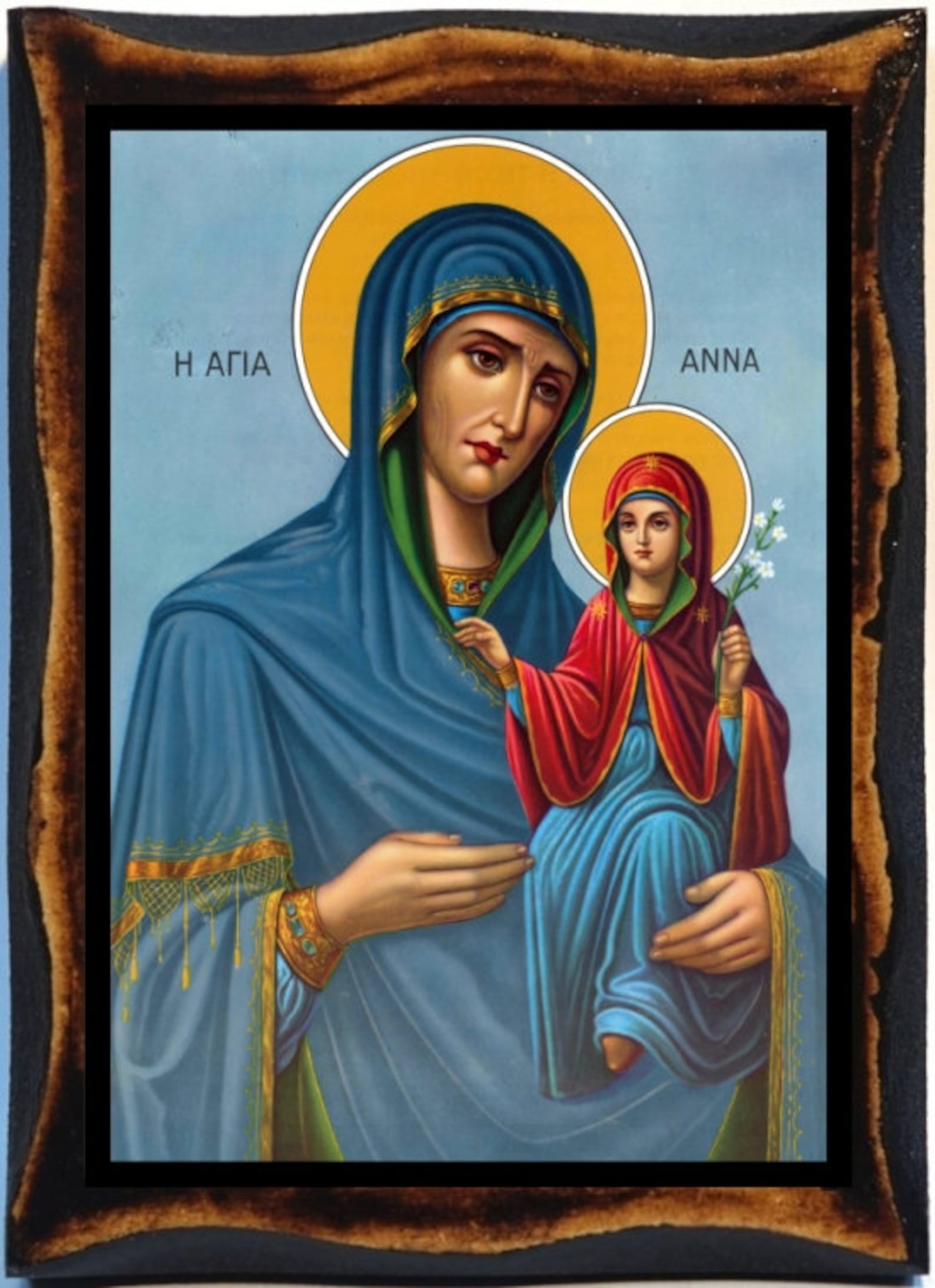 Icône chrétienne byzantine orthodoxe grecque de Sainte Anna - Etsy France