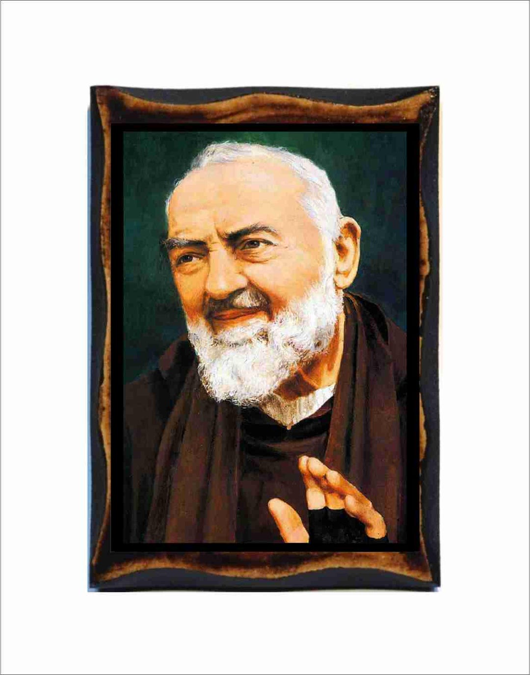 Padre Pio Icon: Byzantine Art - Catholic Holy Card on Handmade Wood ...