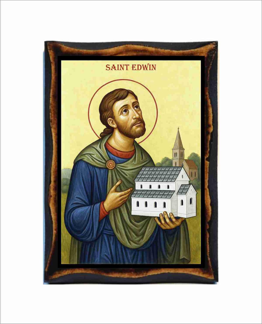Edwin of Northumbria Icon - Byzantine Art - Catholic Holy Card on ...