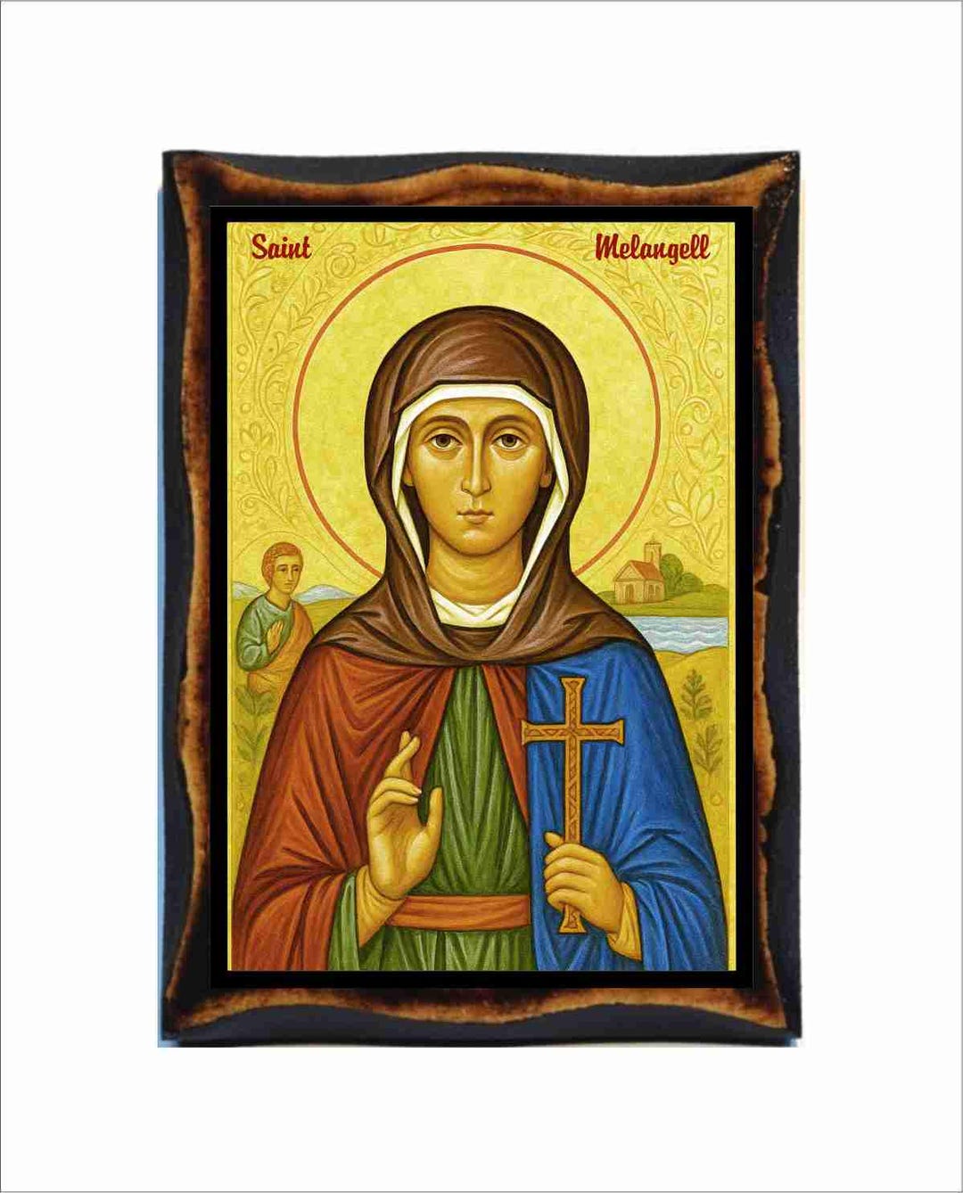 Saint Melangell Icon - Byzantine Art - Catholic Holy Card on Handmade ...