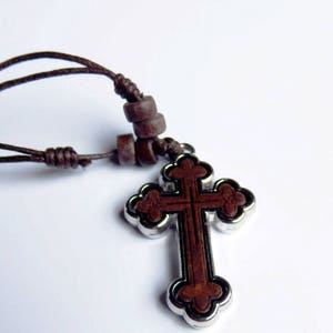 Wooden Neck Cross With Leather Chain-with Holy Anointing Oil Mens ...