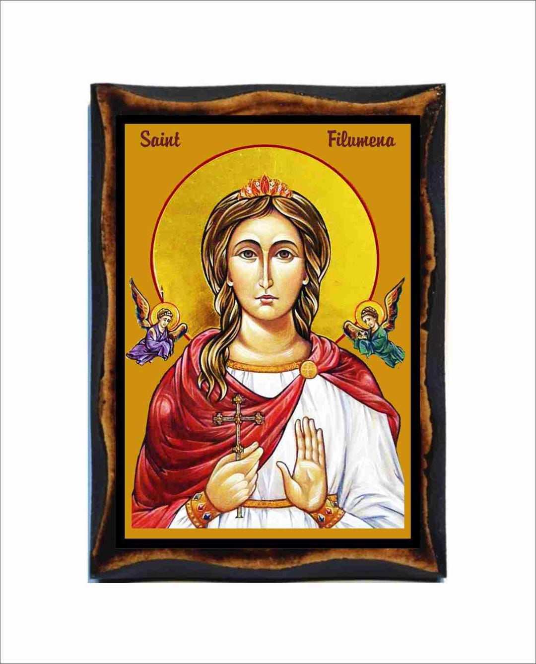 Saint Philomena Icon: Byzantine Art - Catholic Holy Card on Handmade ...