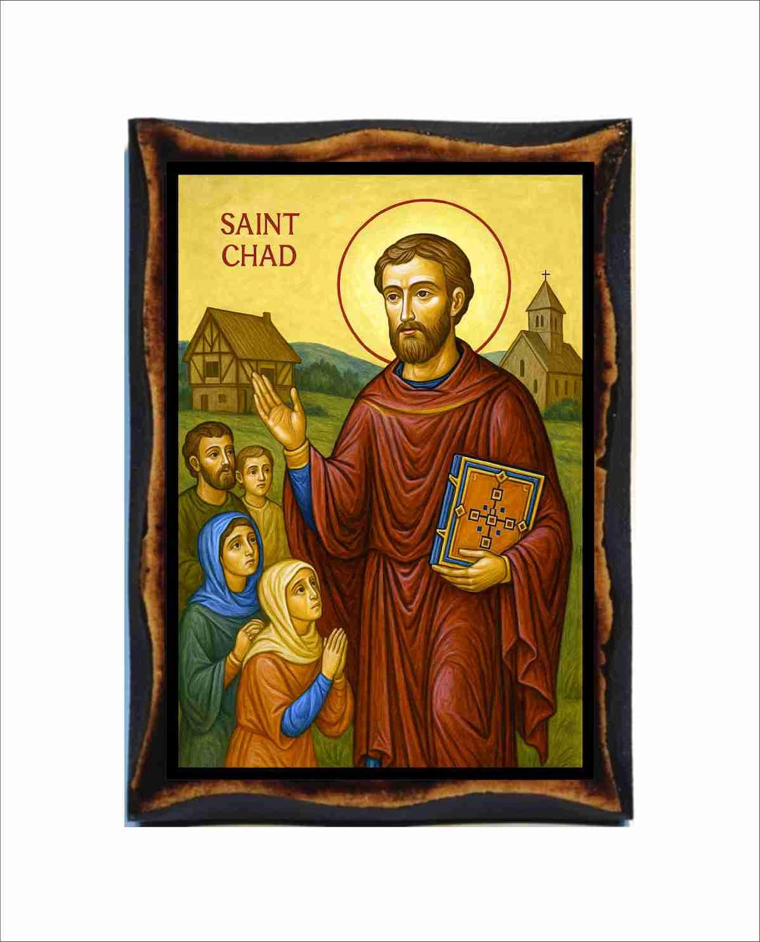 Saint Chad of Mercia - Byzantine Icon - Catholic Holy Card on Handmade ...