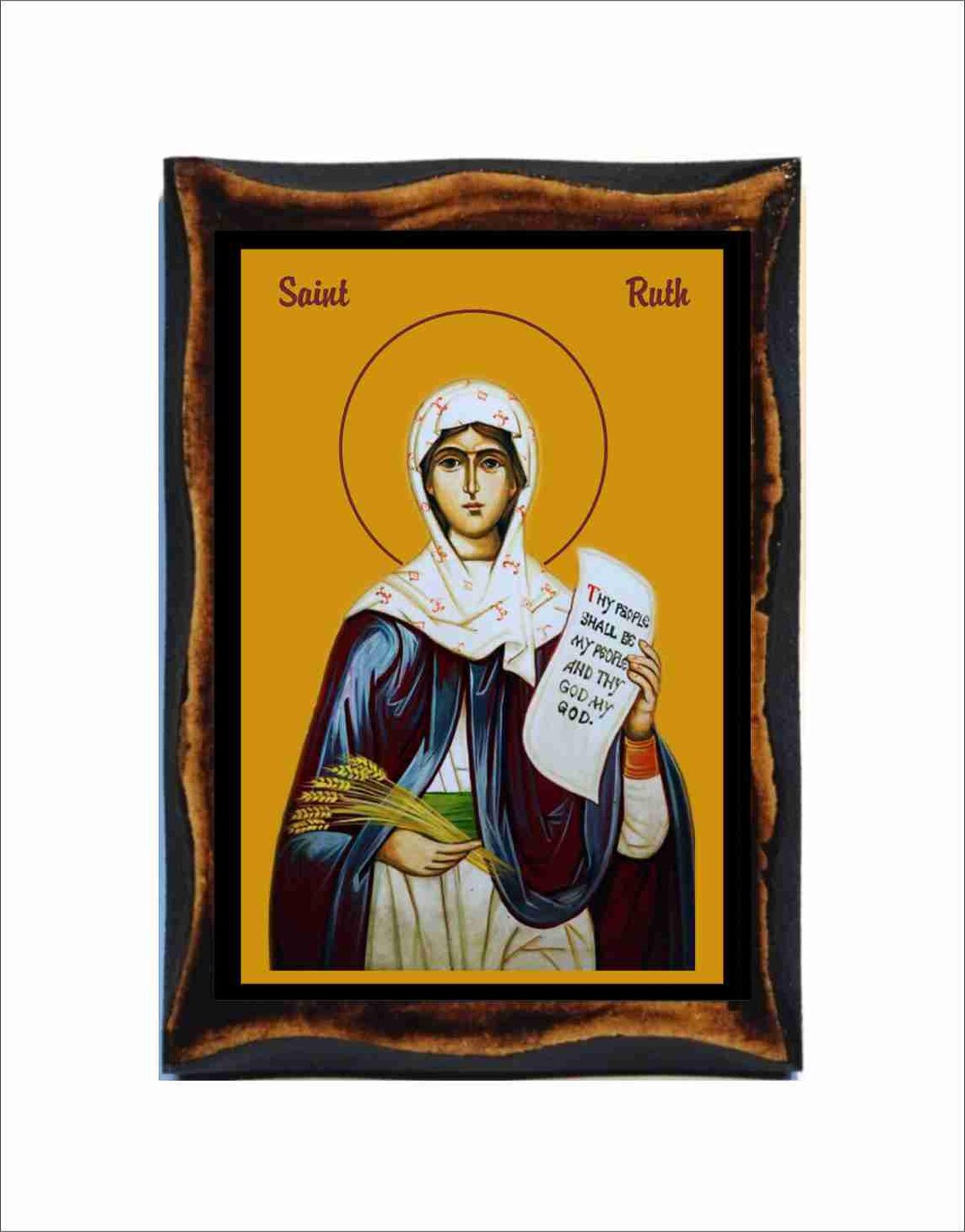 Saint Ruth Icon - Byzantine Art - Catholic Holy Card on Handmade Wood ...