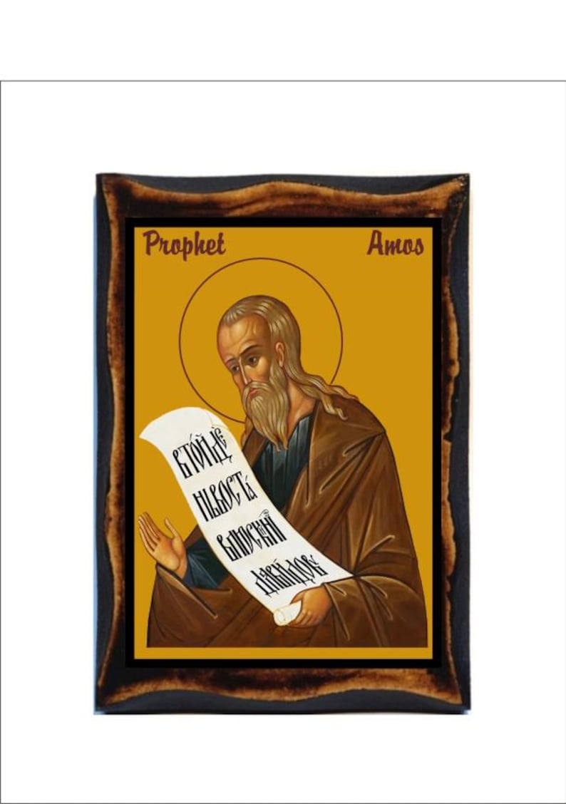 Prophet Amos Byzantine Icon - Catholic Holy Card on Handmade Wood ...