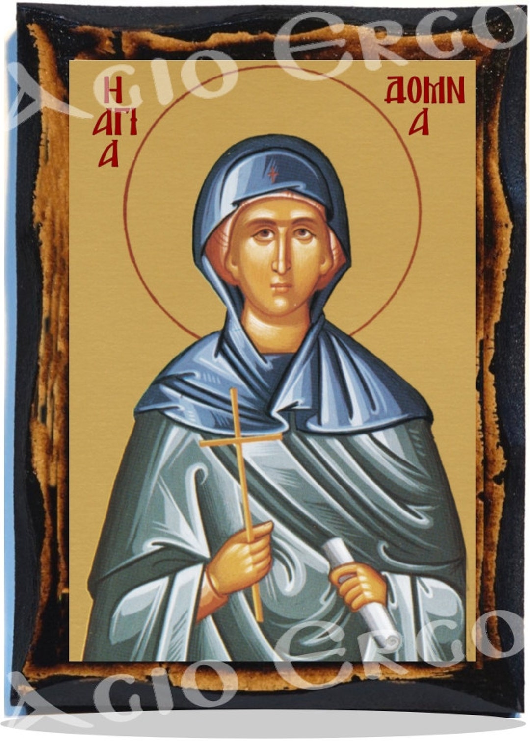 Saint Domna Icon - Orthodox Holy Card on Handmade Wood Plaque - Etsy