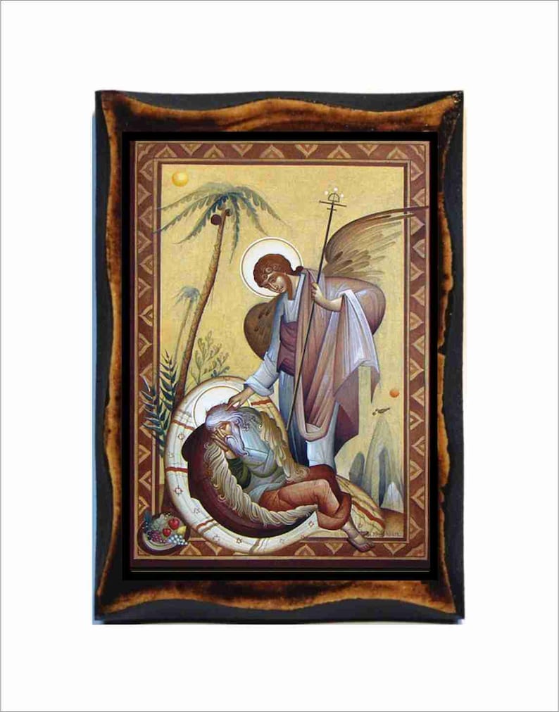 Elijah and the Angel - Byzantine Art - Orthodox Catholic Holy Card on ...