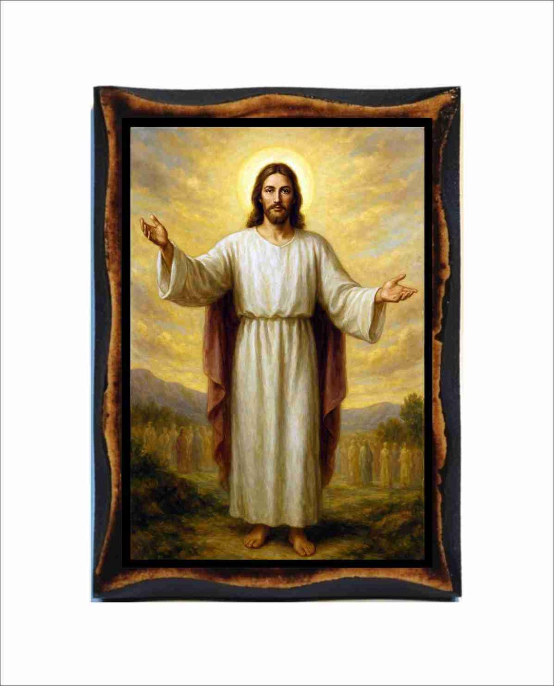 Lord Jesus Christ Icon - Byzantine Art - Catholic Holy Card on Handmade ...