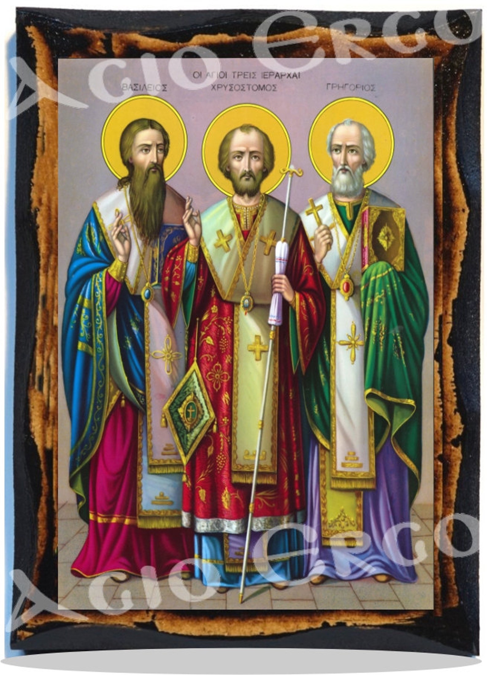 Three Holy Hierarchs Greek Orthodox Byzantine Christian Icon - Etsy
