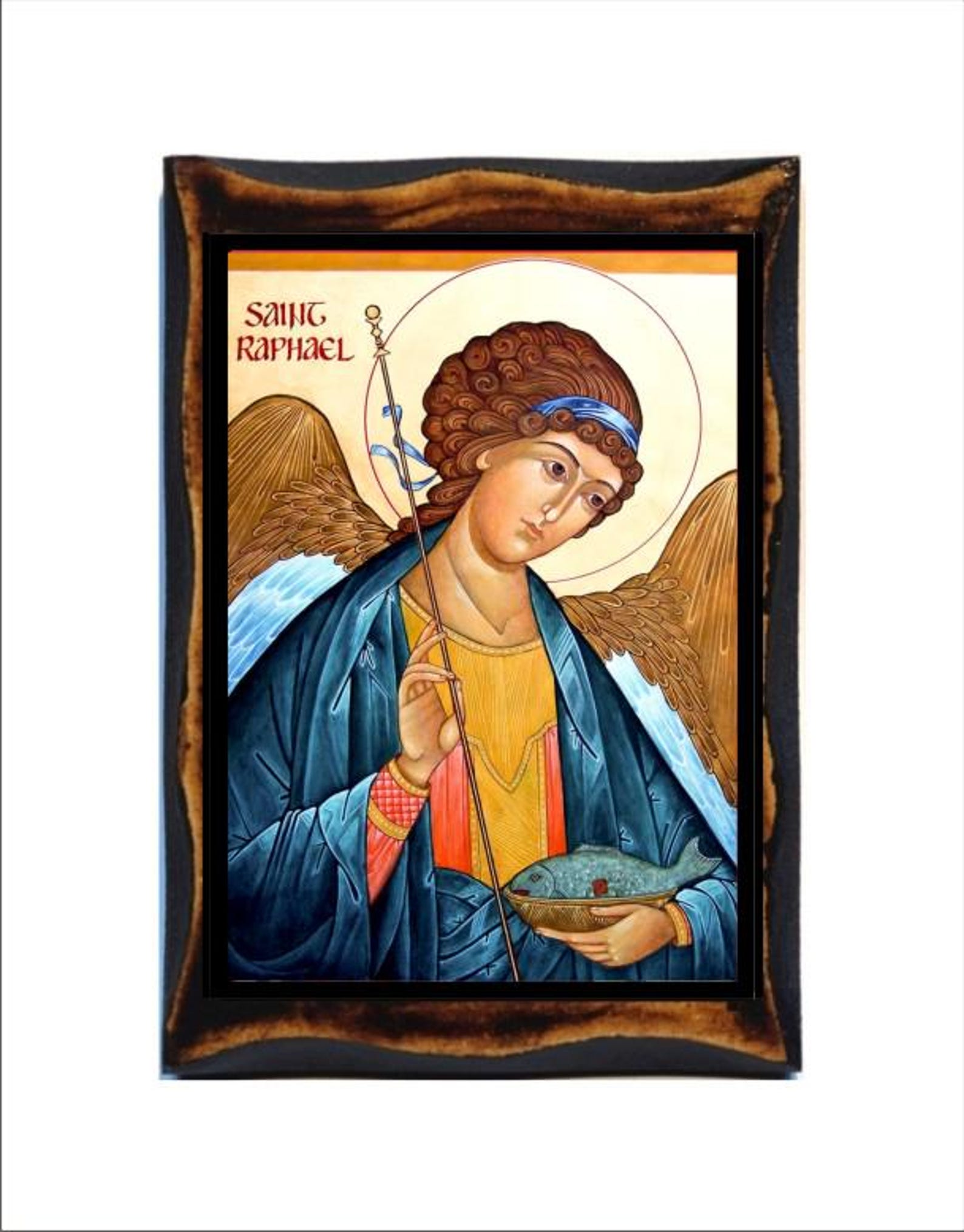 Archangel Raphael Icon - Byzantine Art - Orthodox Catholic Holy Card on ...