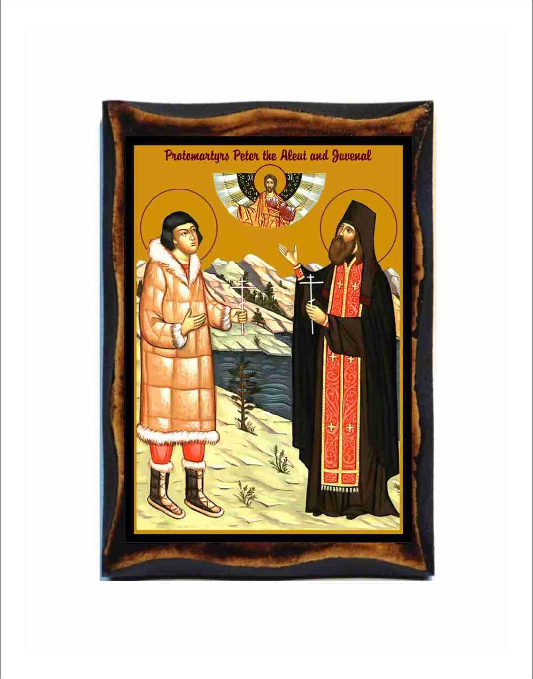 Juvenaly of Alaska and Peter the Aleut Icon - Byzantine Art - Holy Card ...