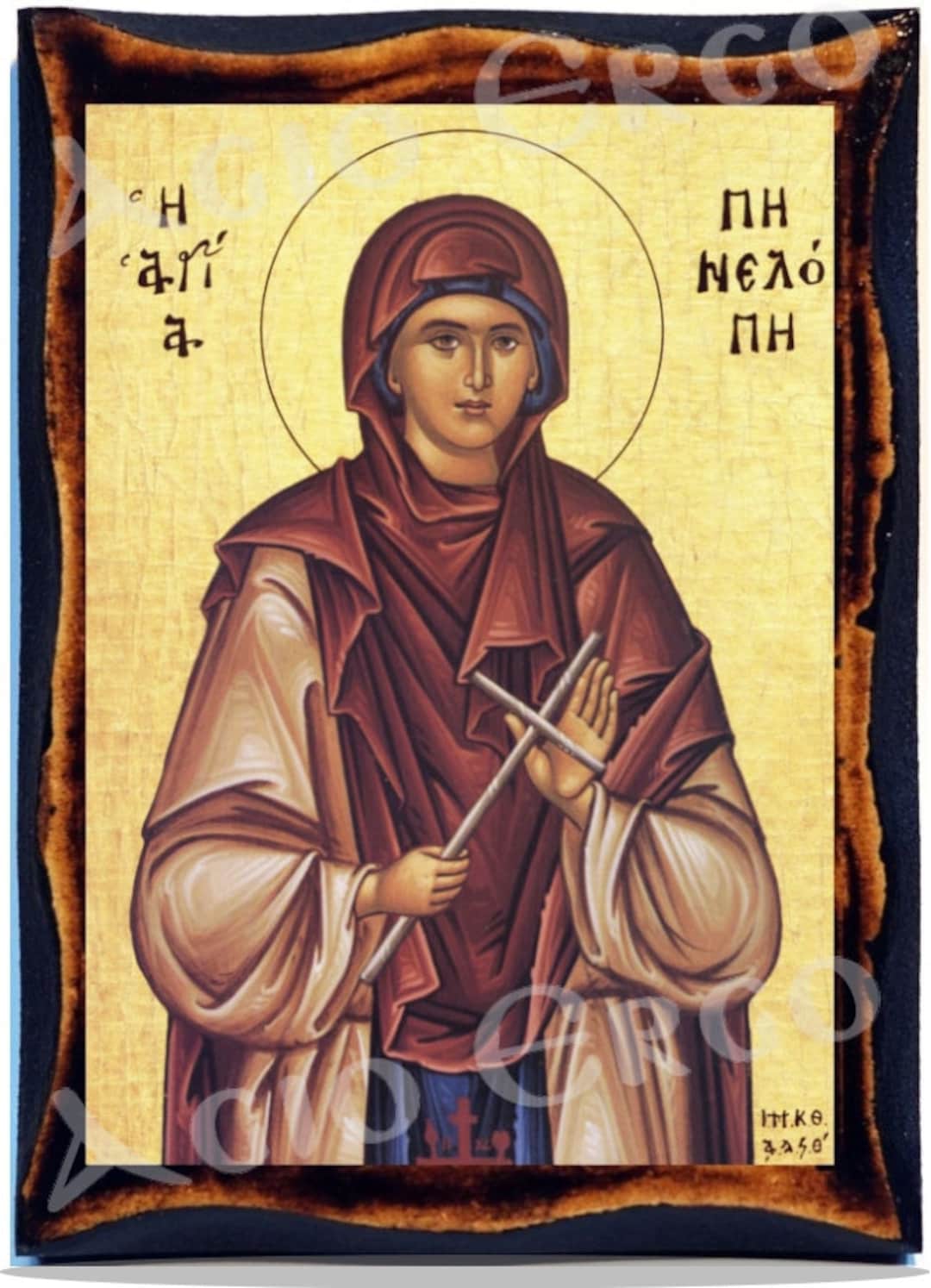 Saint Penelope Icon - Byzantine Art - Orthodox Holy Card on Handmade ...