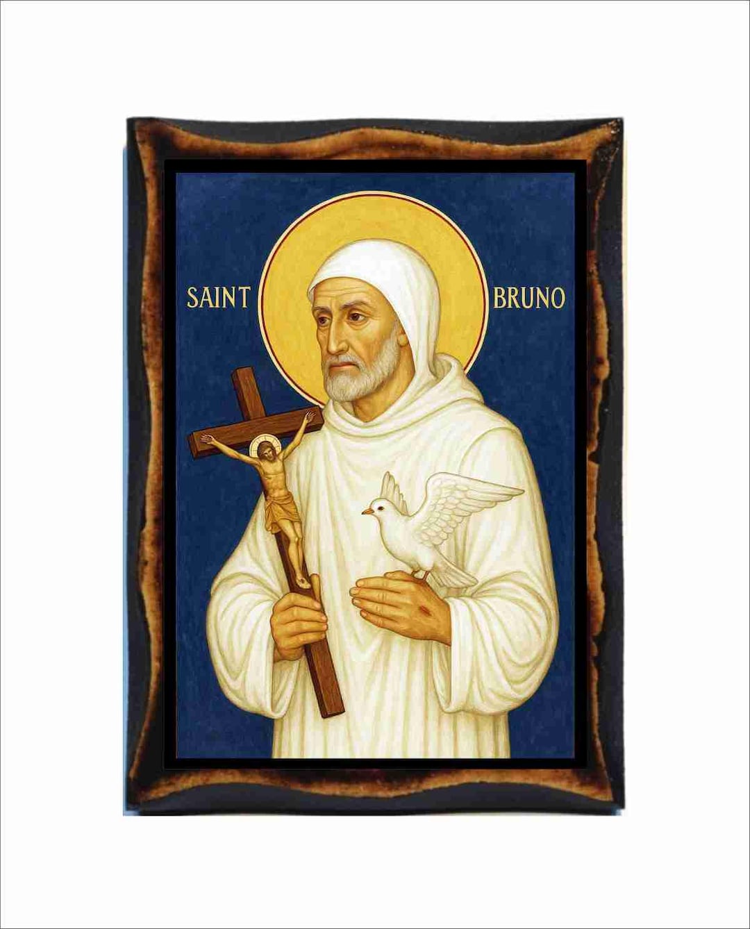 Saint Bruno of Cologne Icon - Byzantine Art - Catholic Holy Card on ...