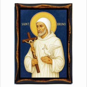 Saint Bruno of Cologne Icon - Byzantine Art - Catholic Holy Card on ...