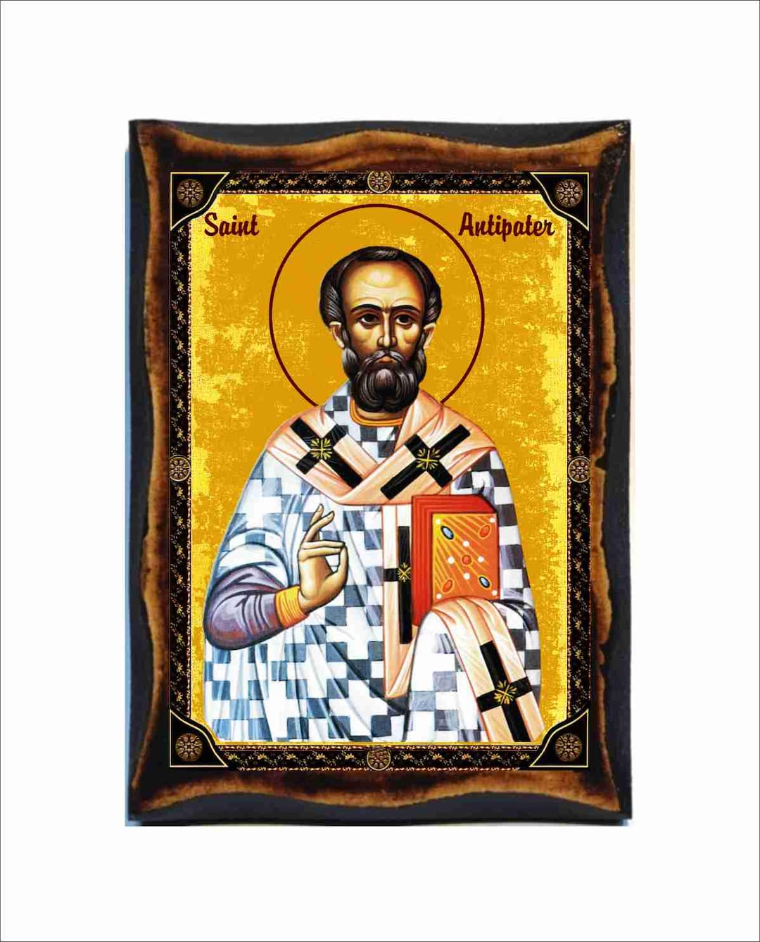Saint Antipater of Bostra Icon: Byzantine Style - Catholic Holy Card on ...