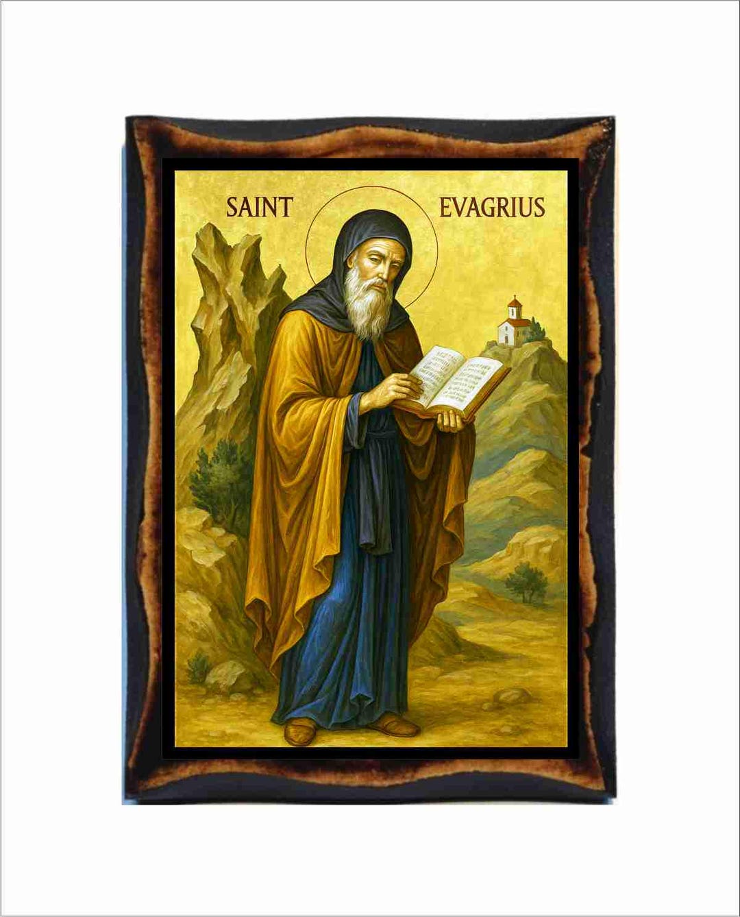 Evagrius Ponticus Icon - Orthodox Catholic Holy Card on Handmade Wood ...