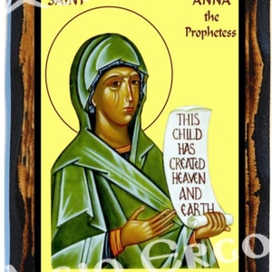 Saint Anna the Prophetess Handmade Wood Icon on Plaque - Etsy