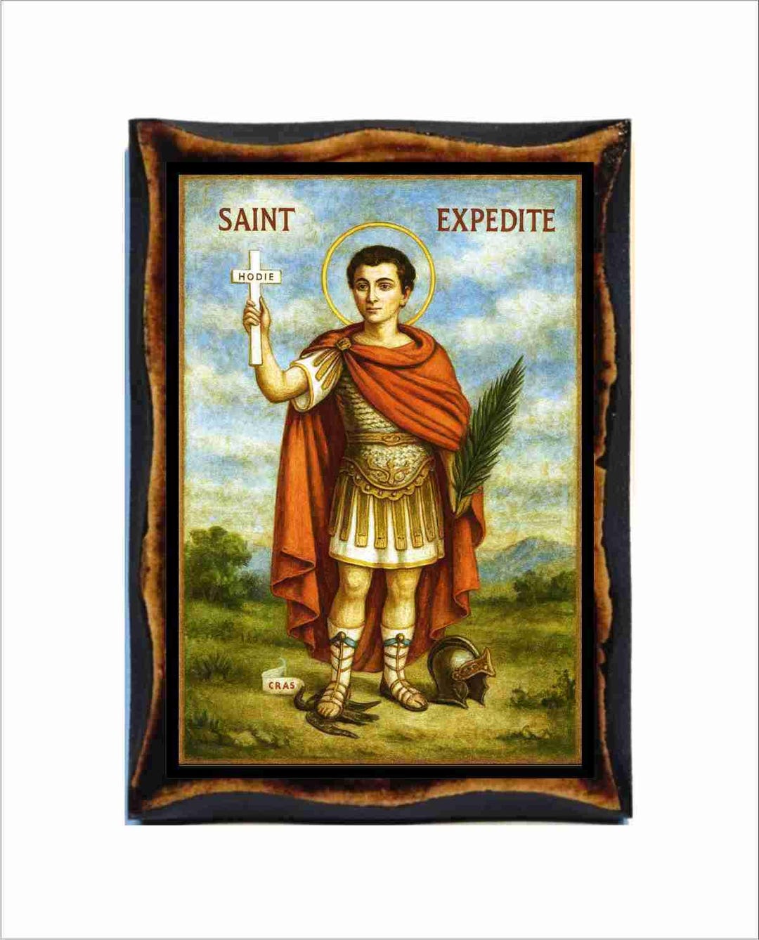 Saint Expedite Icon - Byzantine Art - Catholic Holy Card on Handmade ...