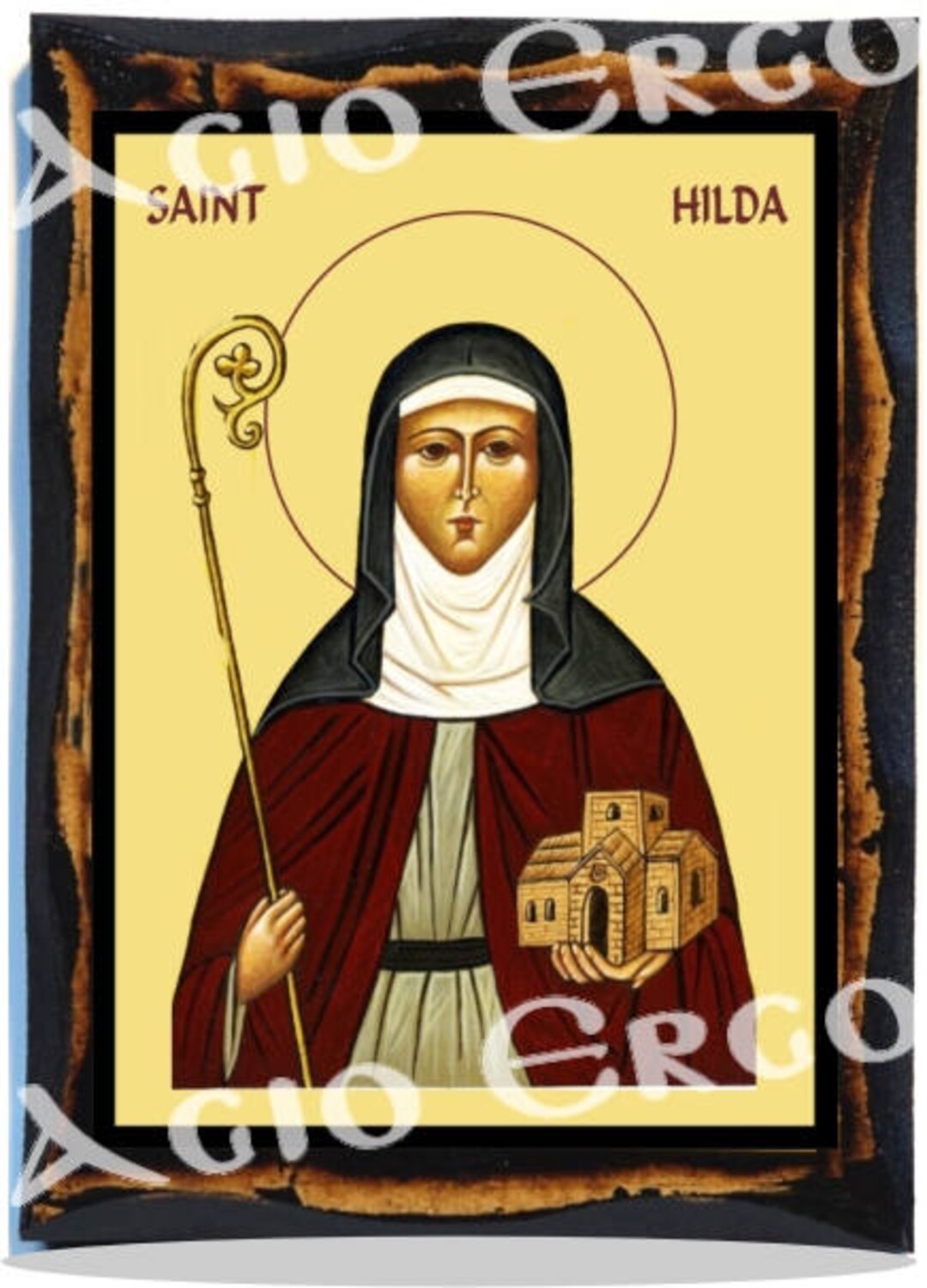 Saint Hilda Roman Catholic Christian Hnadmade Wood Icon on - Etsy