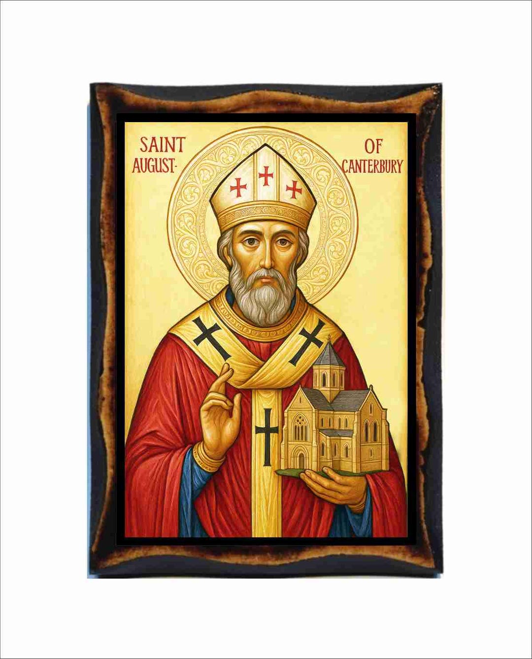 Saint Augustine Byzantine Icon - Catholic Holy Card on Handmade Wood ...