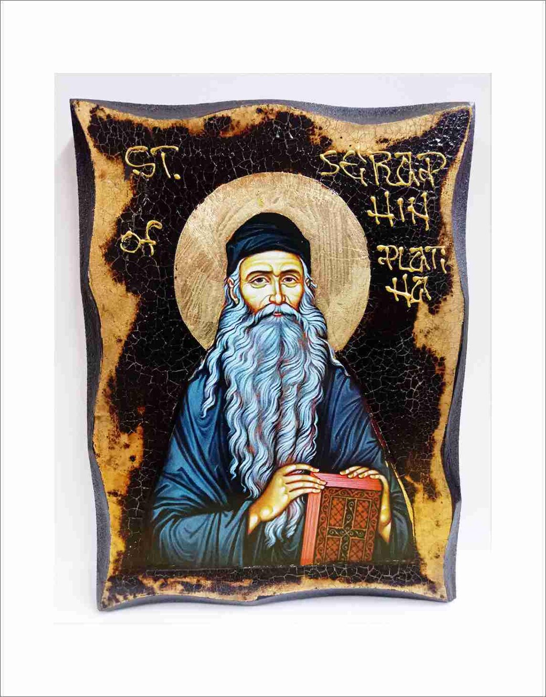 Handmade Seraphim Rose Icon: Aged Wood Plaque With 24K Golden Leaf - Etsy