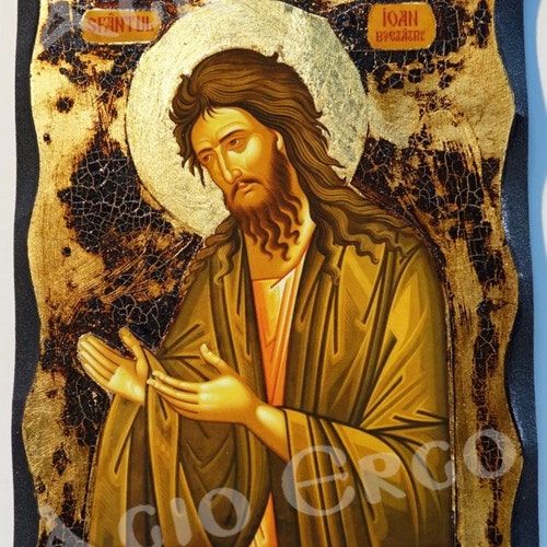 Saint John Ioannis the Baptist Handmade Wood Icon Greek - Etsy