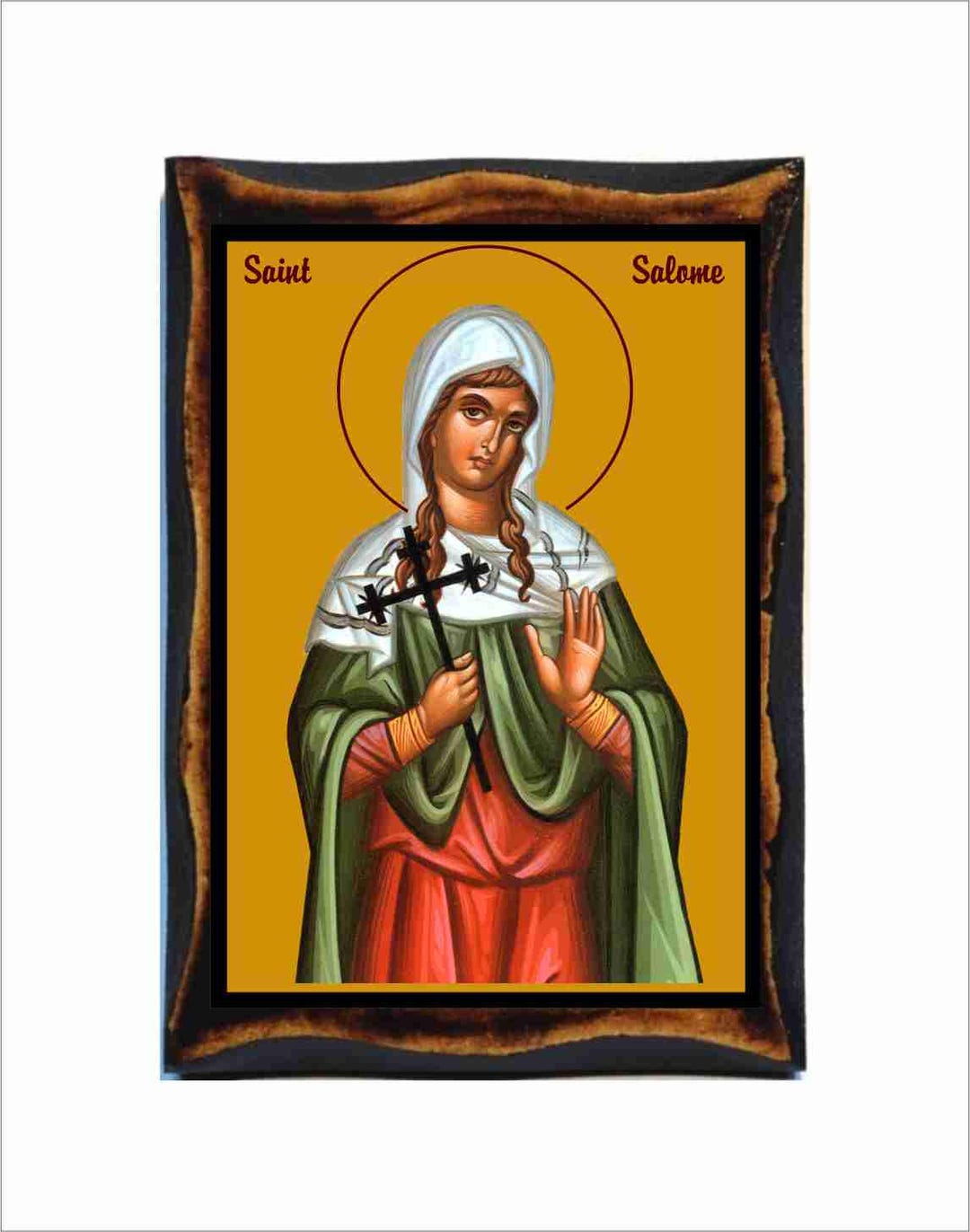 Saint Salome Byzantine Icon - Catholic Holy Card on Handmade Wood ...