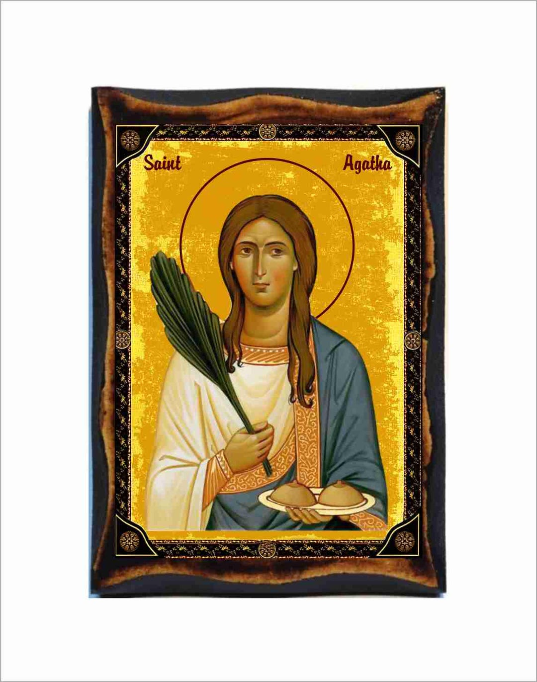 Saint Agatha of Sicily - Byzantine Icon - Catholic Holy Card on ...