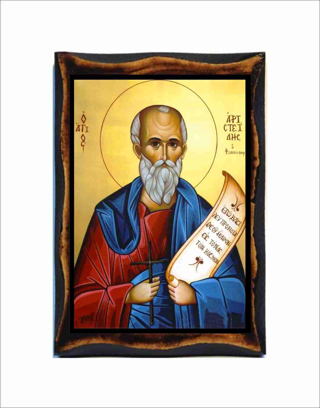 Saint Aristides Icon - Byzantine Art - Orthodox Catholic Holy Card on Handmade Wood Plaque - Etsy