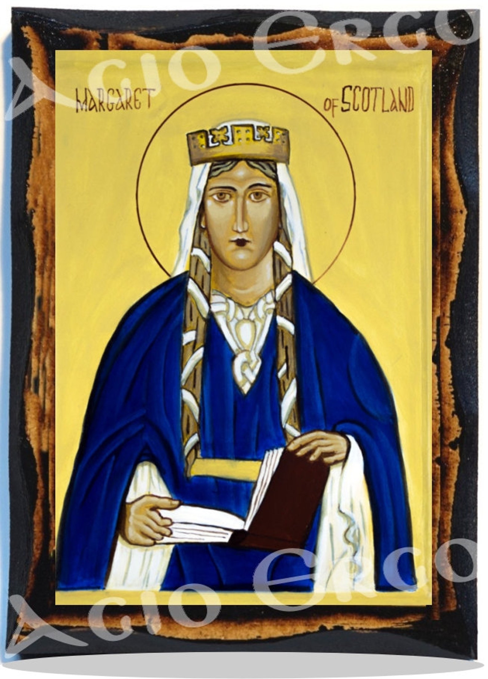 Saint Margaret of Scotland Handmade Wood Icon on Plaque - Etsy