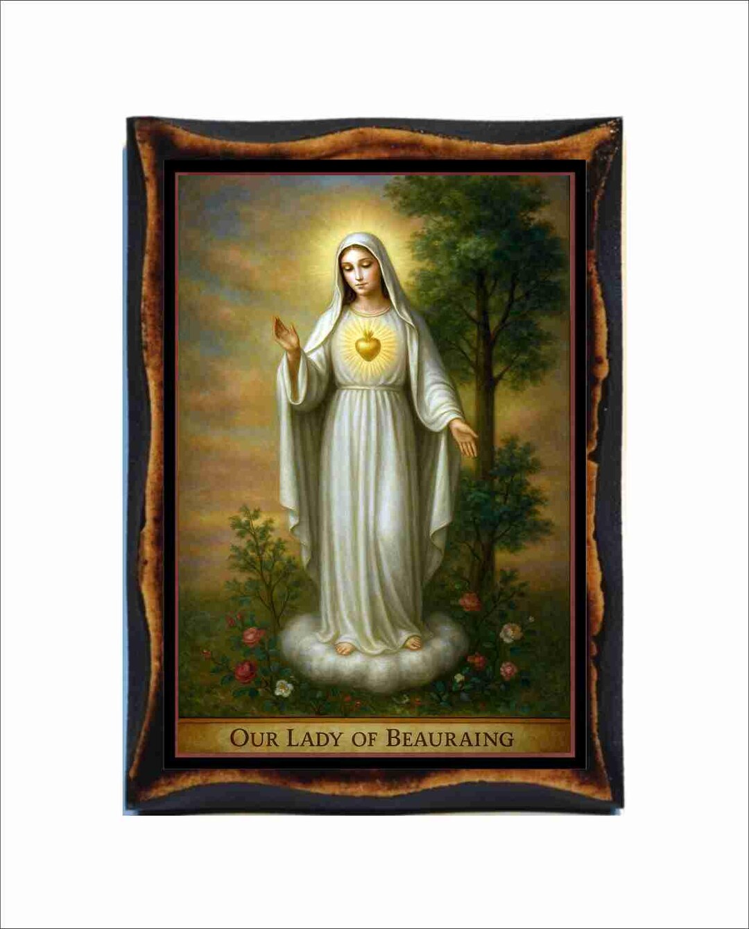 Our Lady of Beauraing Icon - Byzantine Art - Holy Card on Handmade Wood ...