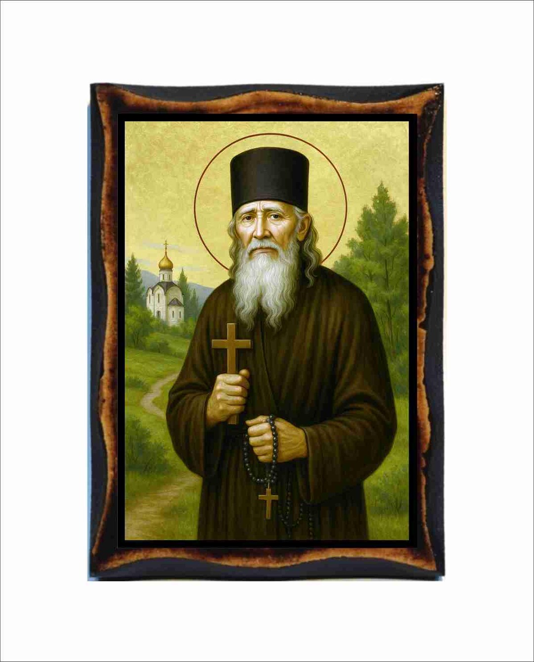 Saint Ambrose of Optina Icon – Orthodox Byzantine Icon on Handmade Wood ...