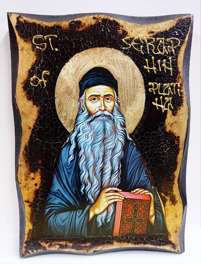 Saint Seraphim Rose of Platina Handmade Wood Icon on Plaque - Etsy