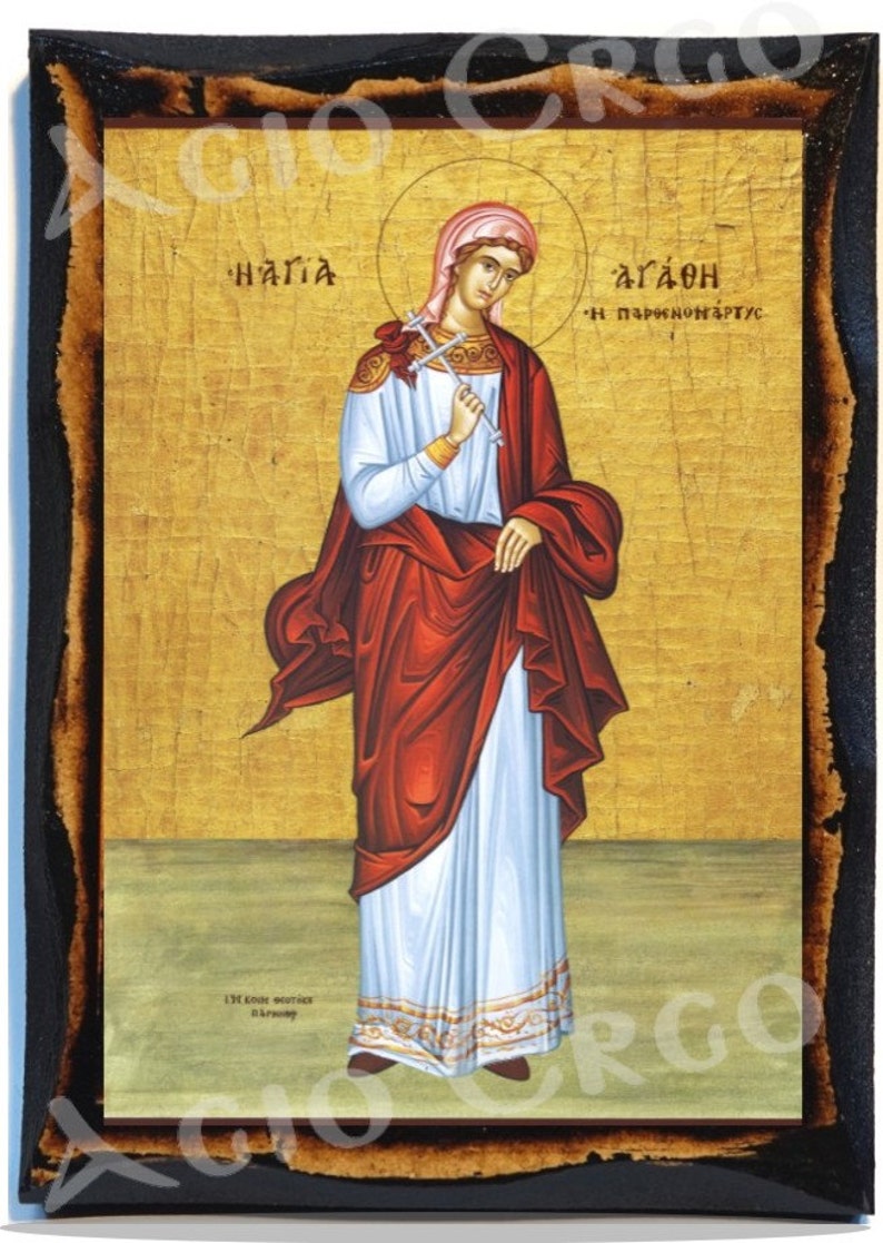 Saint Agatha Greek Orthodox Byzantine Christian Catholic Icon - Etsy