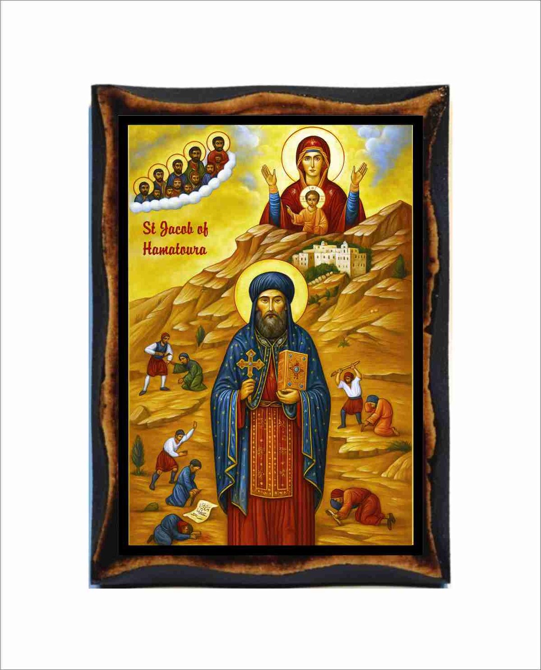 Jacob of Hamatoura Icon - Byzantine Art - Holy Card on Handmade Wood ...