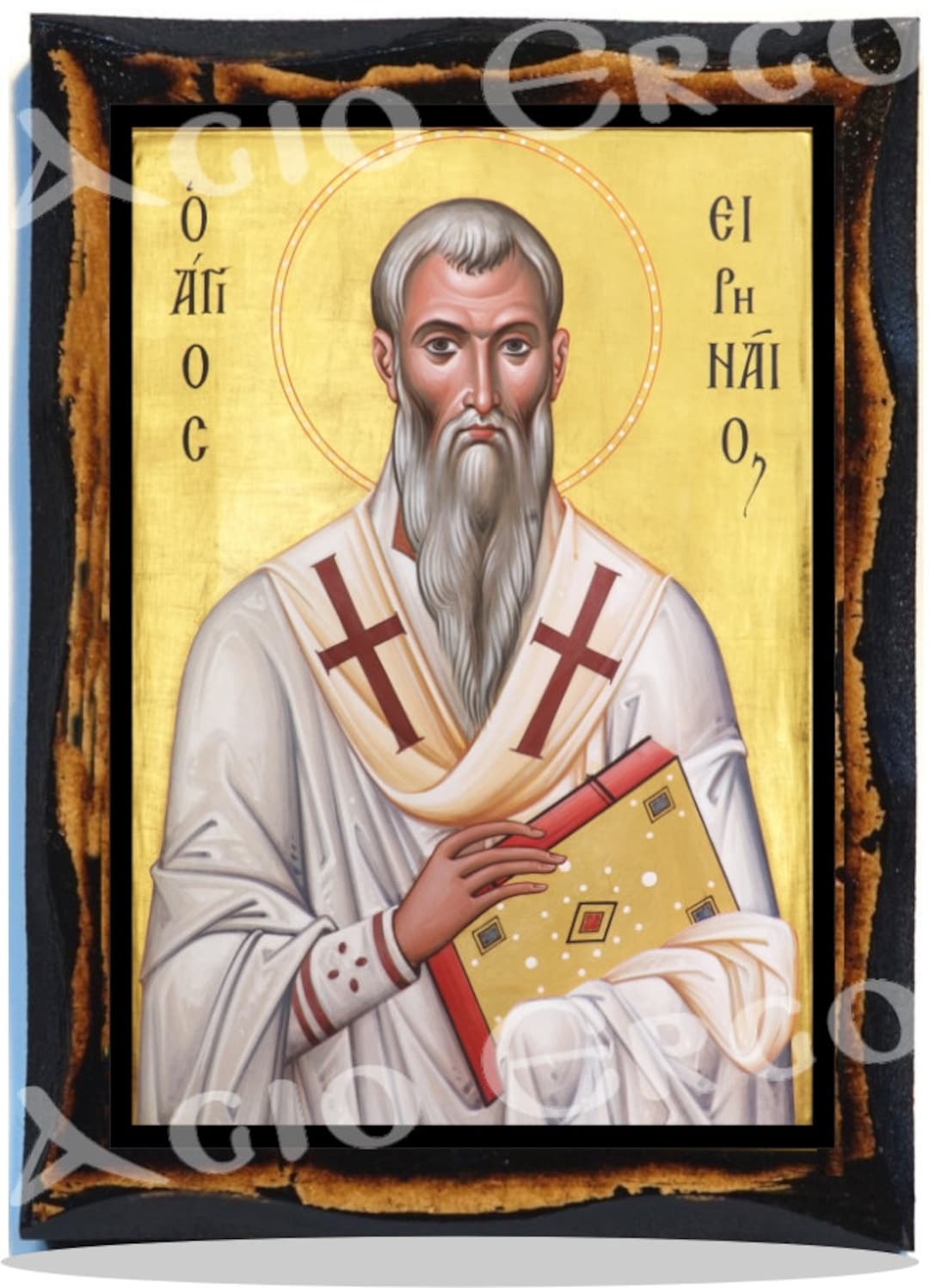 Saint Irenaeus Icon - Byzantine Art - Orthodox Catholic Holy Card on ...