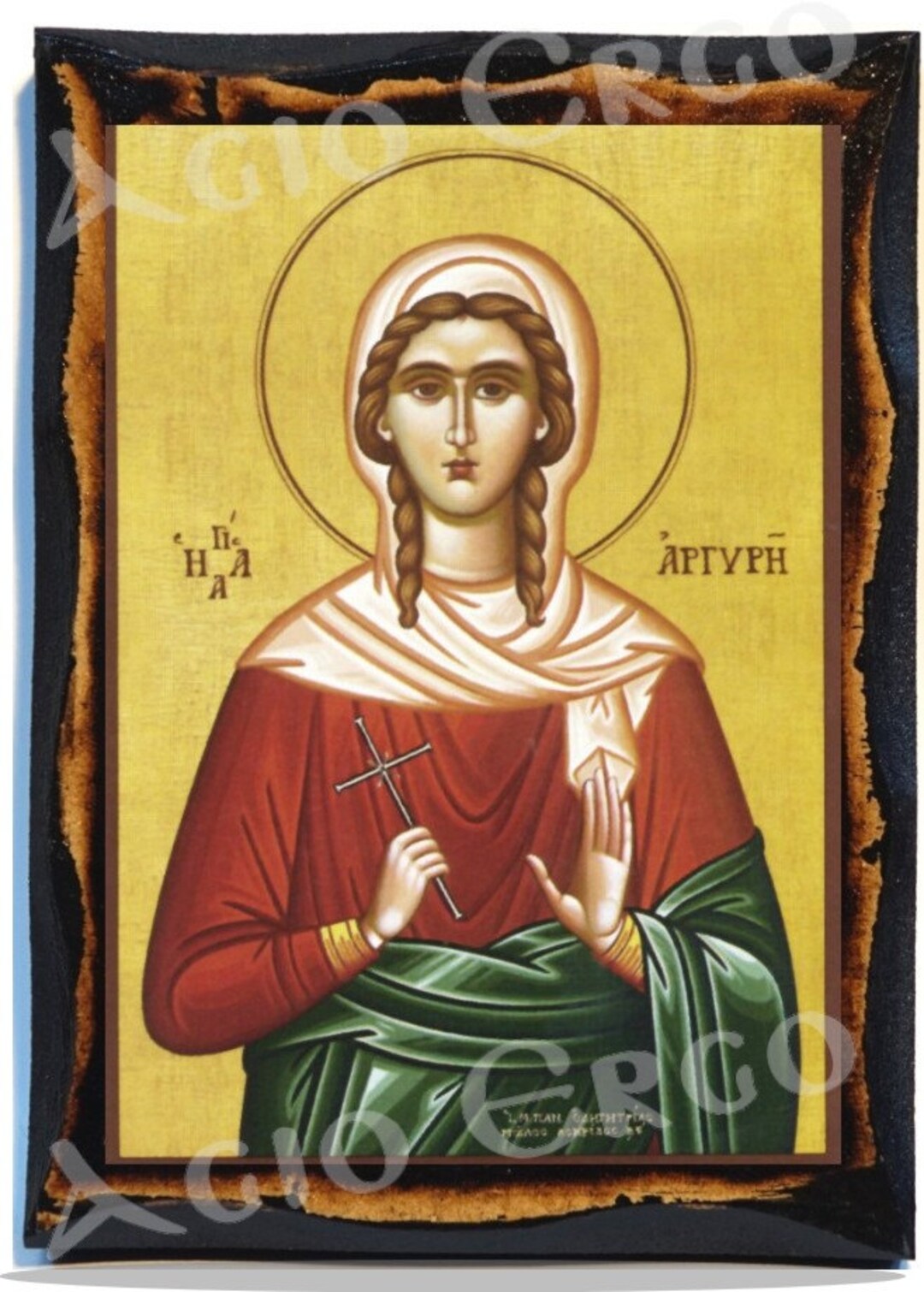 Neo-martyr Saint Argyri Greek Orthodox Byzantine Christian Icon on Wood ...